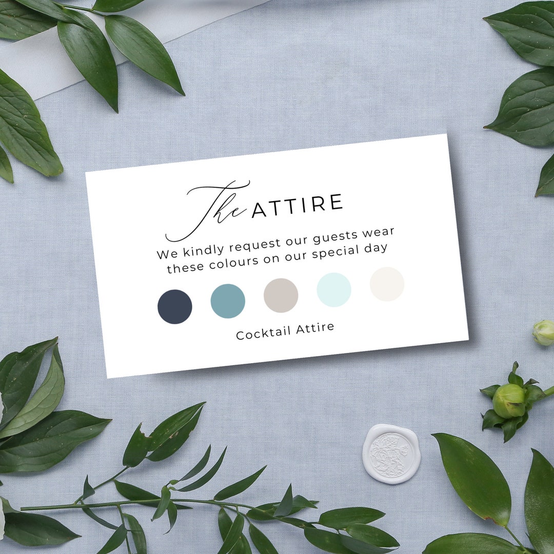 Editable Wedding Dress Code Card, Attire, Color Palette, Detail ...