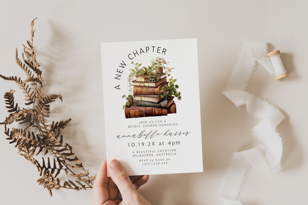 A New Chapter Bridal Shower Invitation, Wedding Shower, Floral, Book ...