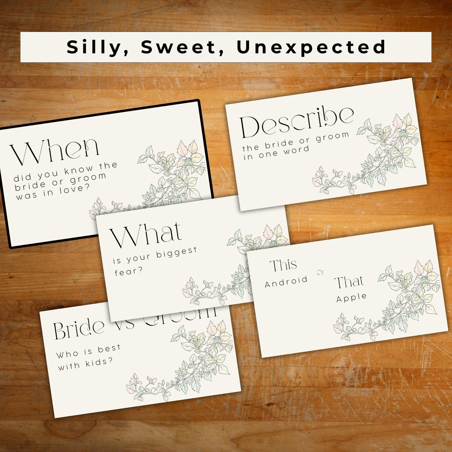 Wedding Ice Breaker Cards Bundle, Conversation Starter, Reception Guest ...