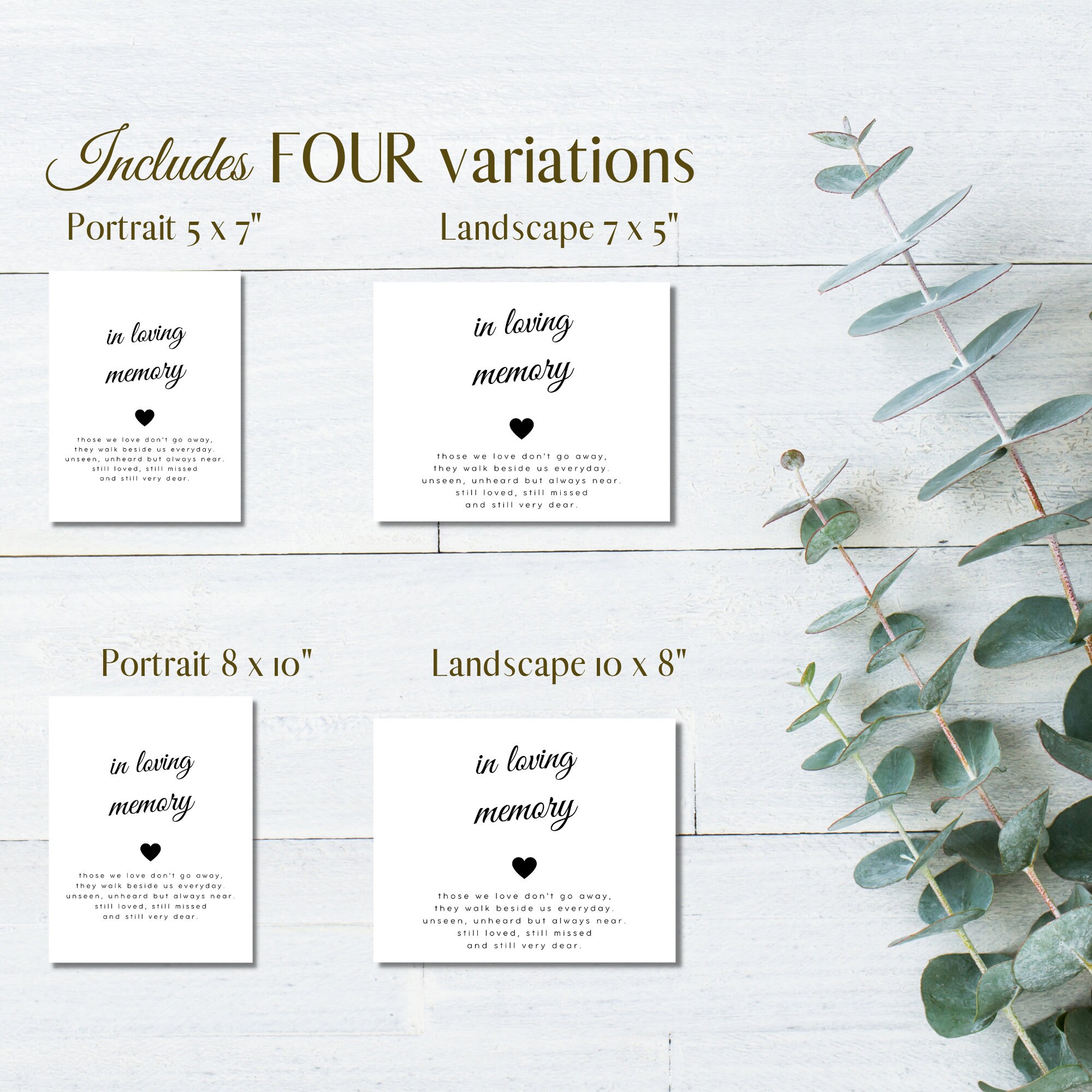 In Memory Sign Template, in Loving Memory Sign, in Memory Sign for ...