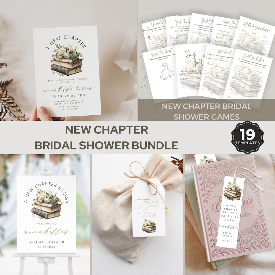 Book-themed Bridal Shower Bundle – A New Chapter Bridal Shower ...