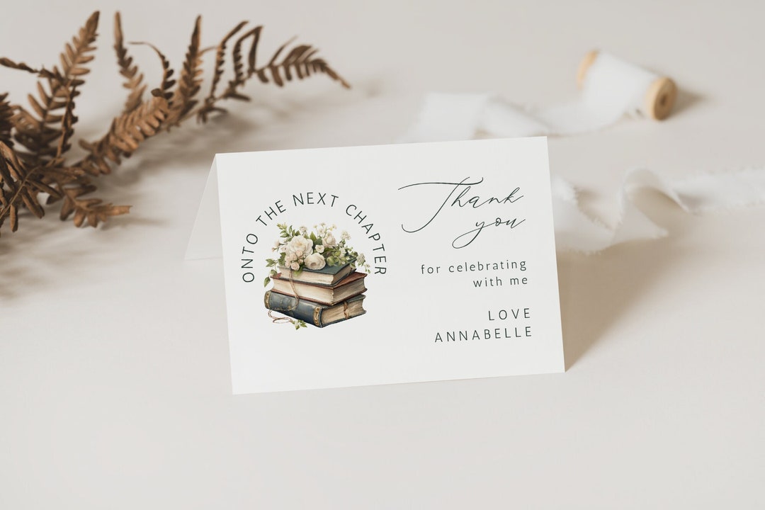 Book Theme Thank You Card, Book Lovers Bridal Shower, Baby Shower ...