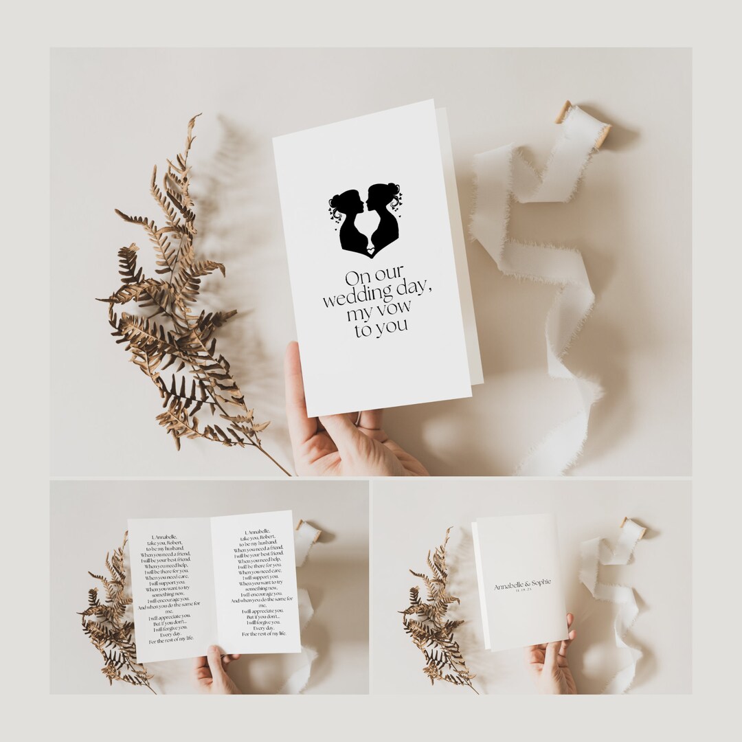 Hers and Hers Vow Cards, Printable Vows Book, Bride and Bride, Canva ...
