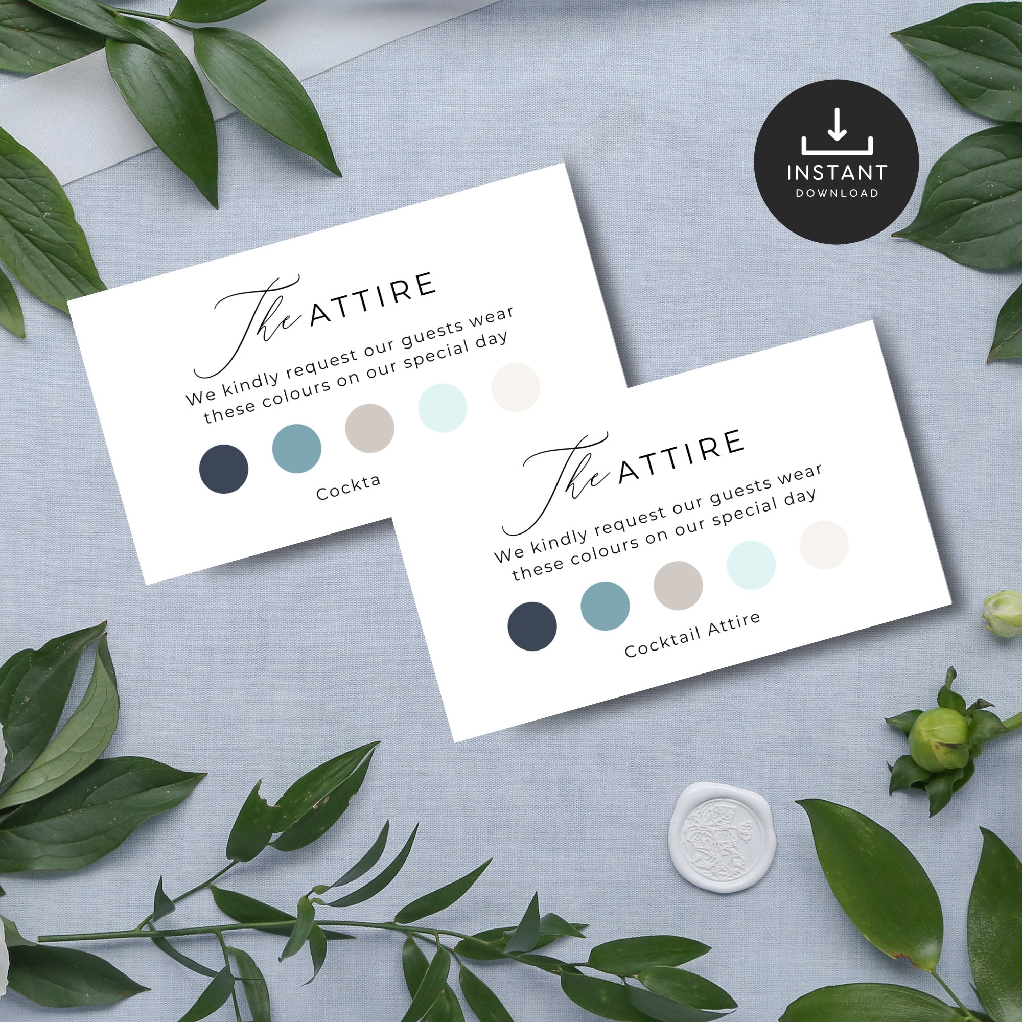 Editable Wedding Dress Code Card Attire Color Palette - Etsy