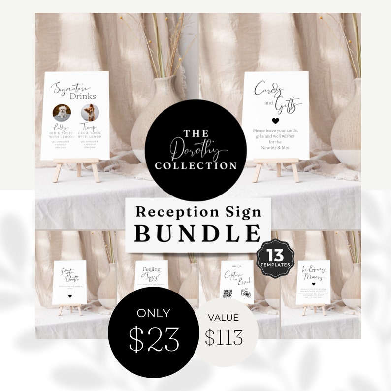 Wedding Reception Signage Template Bundle Signs Bundle - Etsy