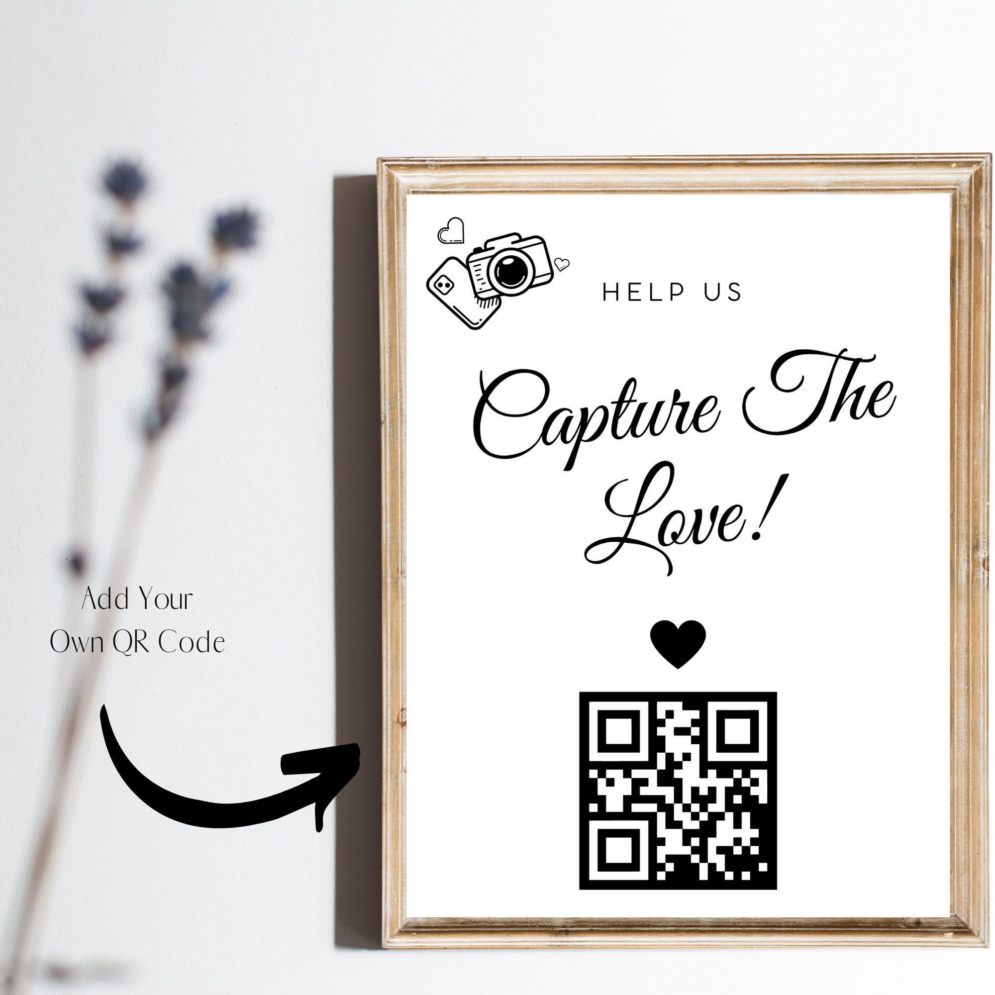 Capture the Love QR Code Sign, Share the Love QR Code Sign, Wedding ...