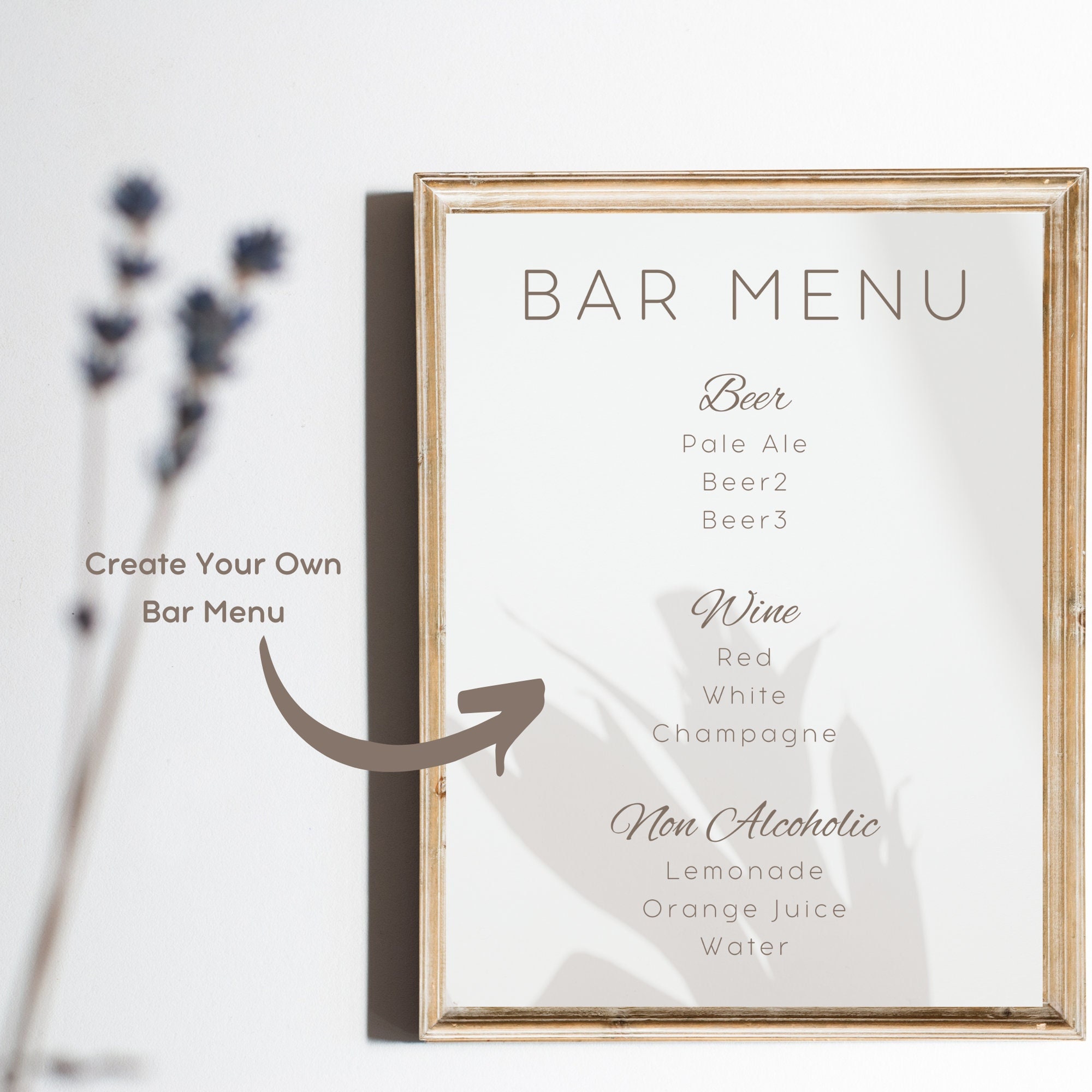 EDITABLE Wedding Bar Menu Template Printable Printable Wedding Signs ...