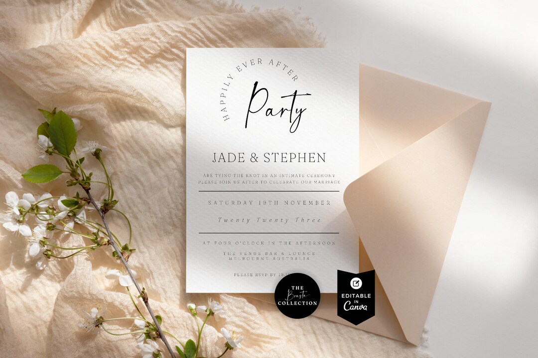 Happily Ever After Party Invite, Reception Invitation, Canva Template ...