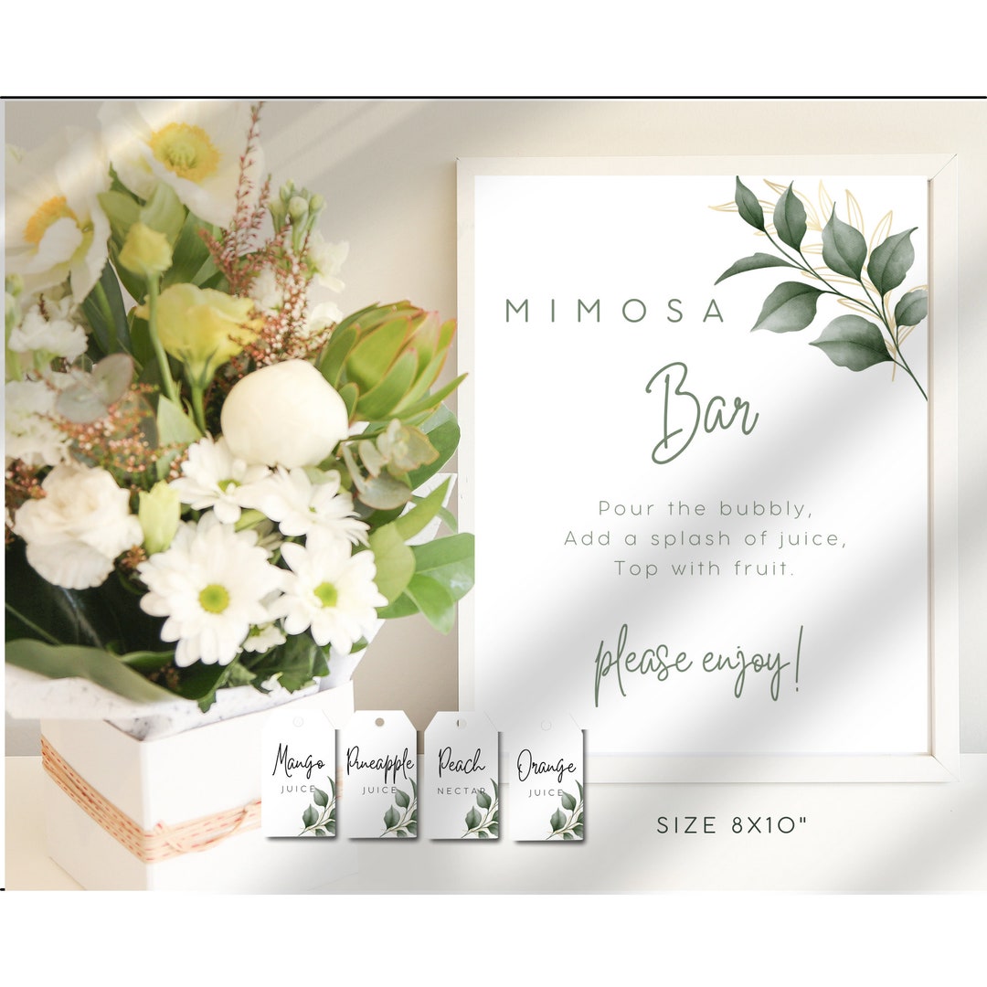 Mimosa Bar Baby Shower, Mimosa Bar Tags, Wedding Mimosa Bar Sign ...