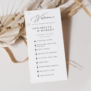 Wedding Reception Program Agenda, Order of Service, Modern Minimalist ...