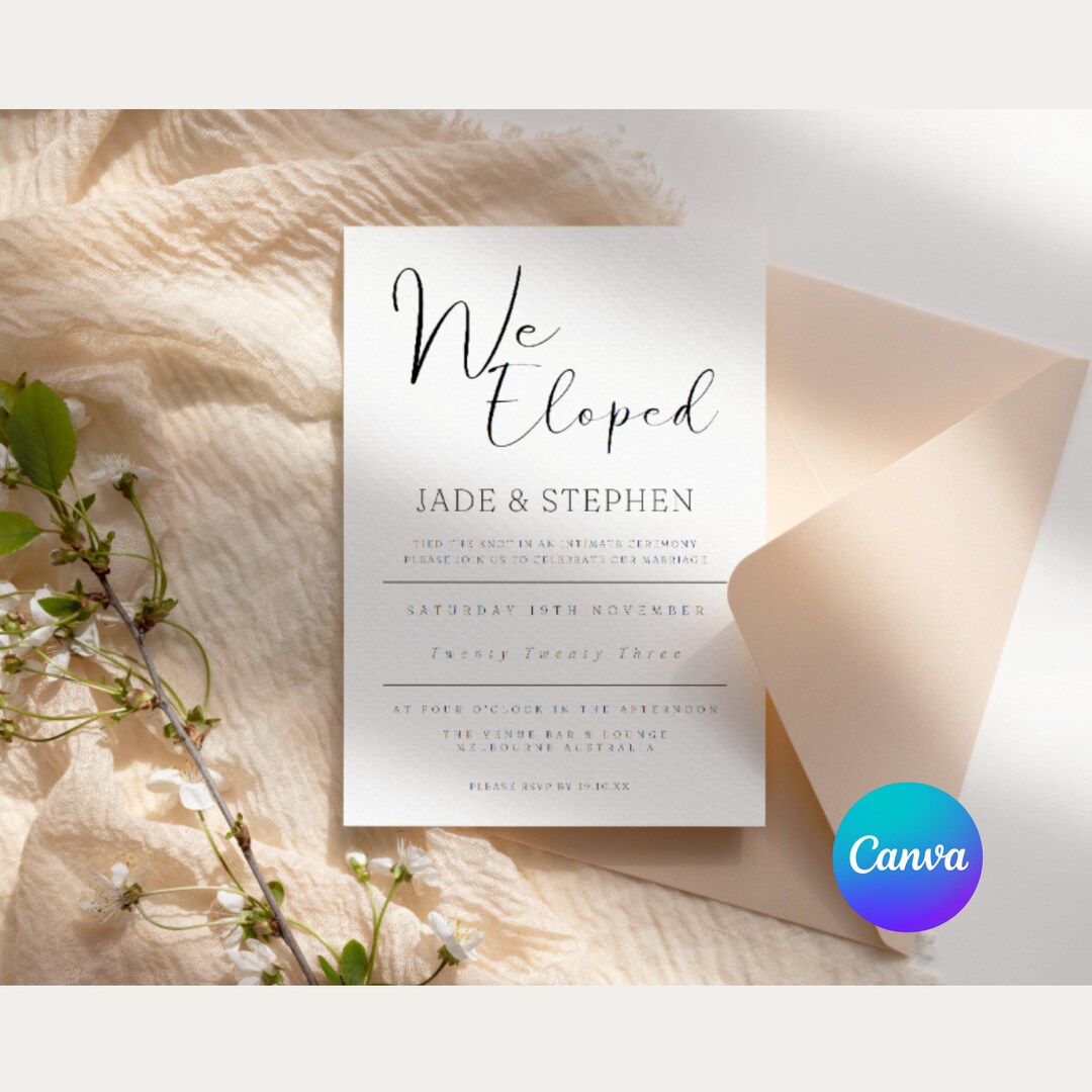 Reception After Eloping Invitations Wedding Announcement - Etsy