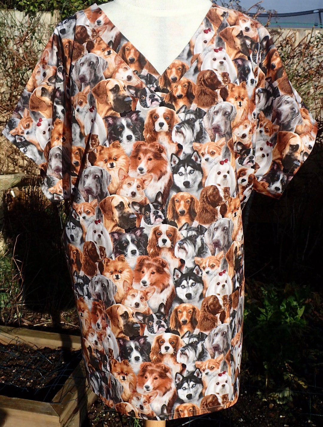 Cotton Scrub Top - Dogs Faces - Etsy