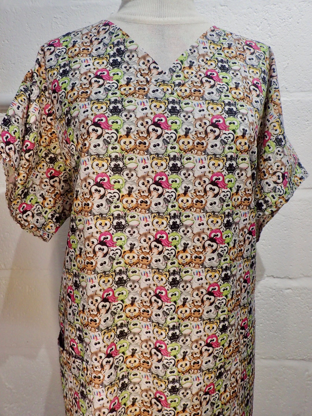 Cotton Scrub Top - Animal Faces - Etsy