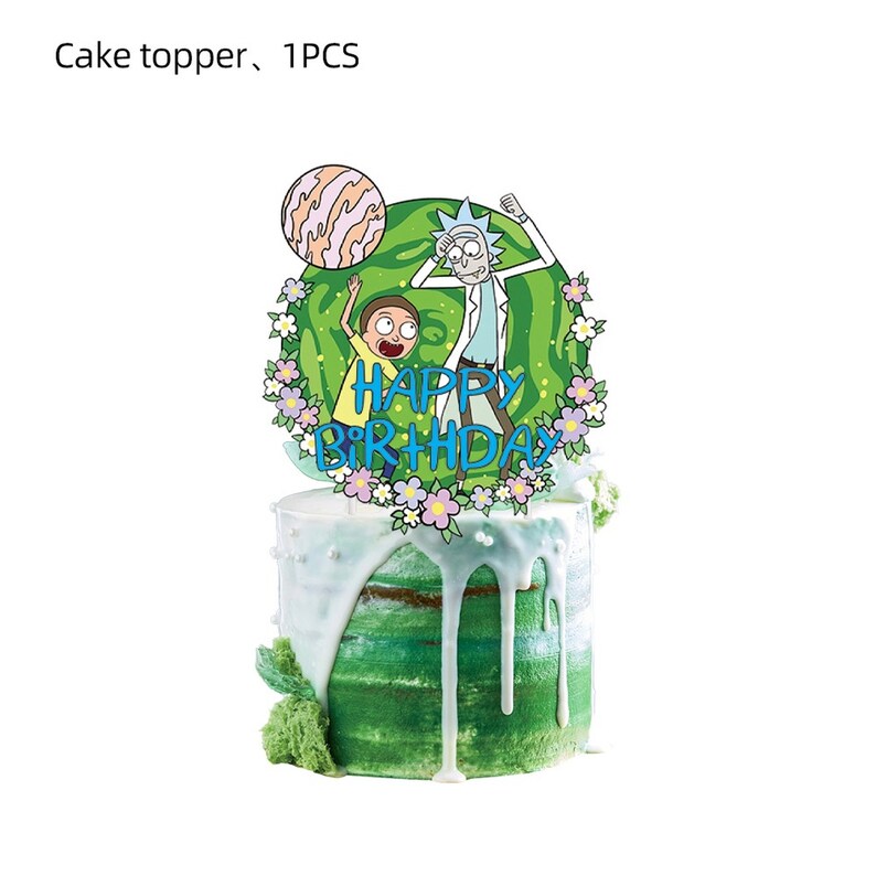 Rick and Morty Birthday Party Decoration for Kids Pull Flag Latex ...