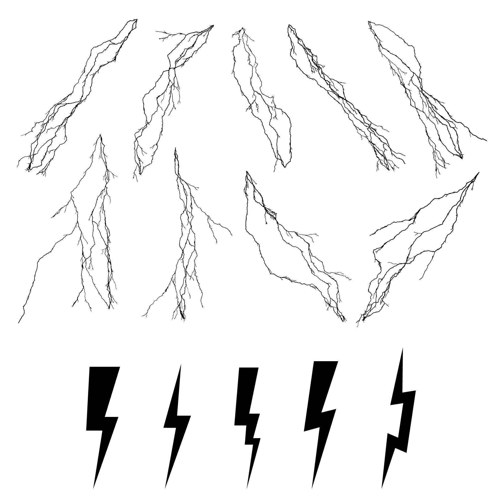 Lightning Set Svg. Lightning Silhouette Clipart. Thunder. - Etsy