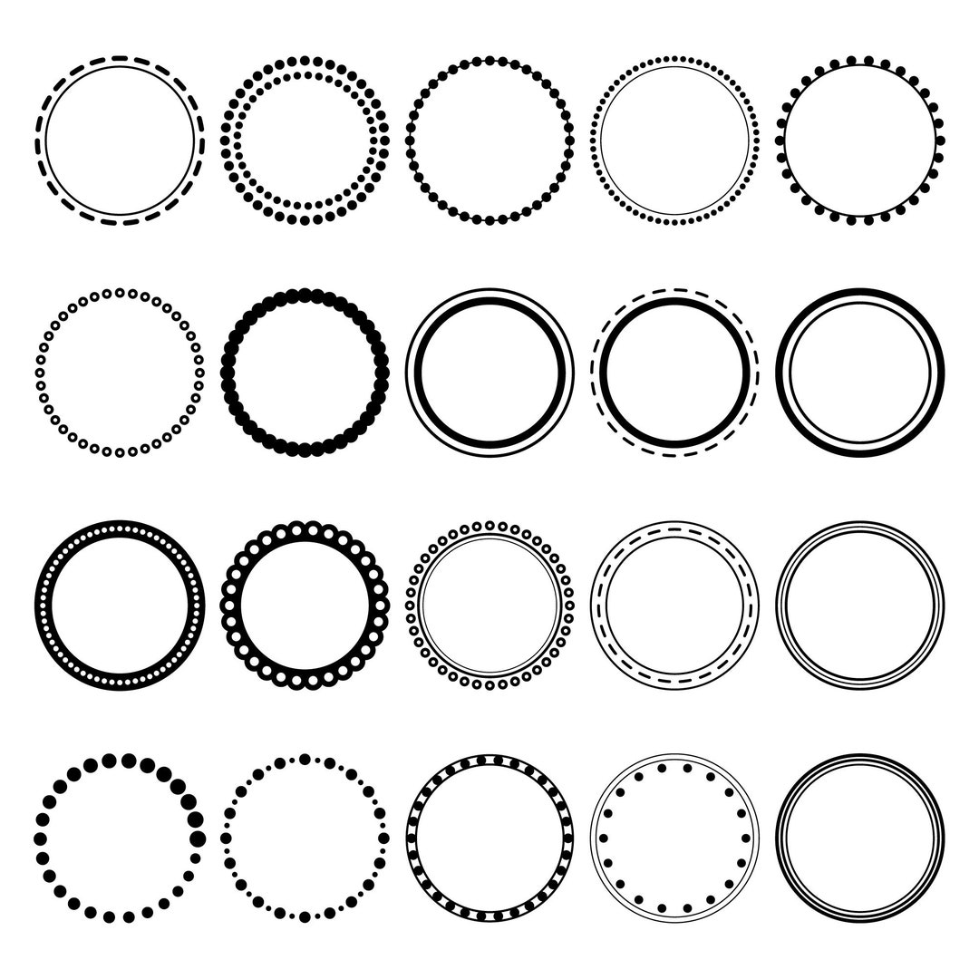 Round Dotted Monogram Frames SVG PNG. Round Frames SVG Set. - Etsy