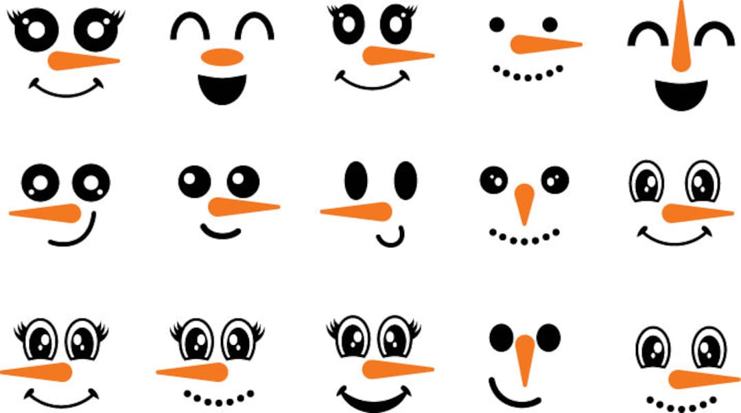Snowman Faces SVG, PNG, JPG Files. Snowman Clipart. Christmas Elements ...