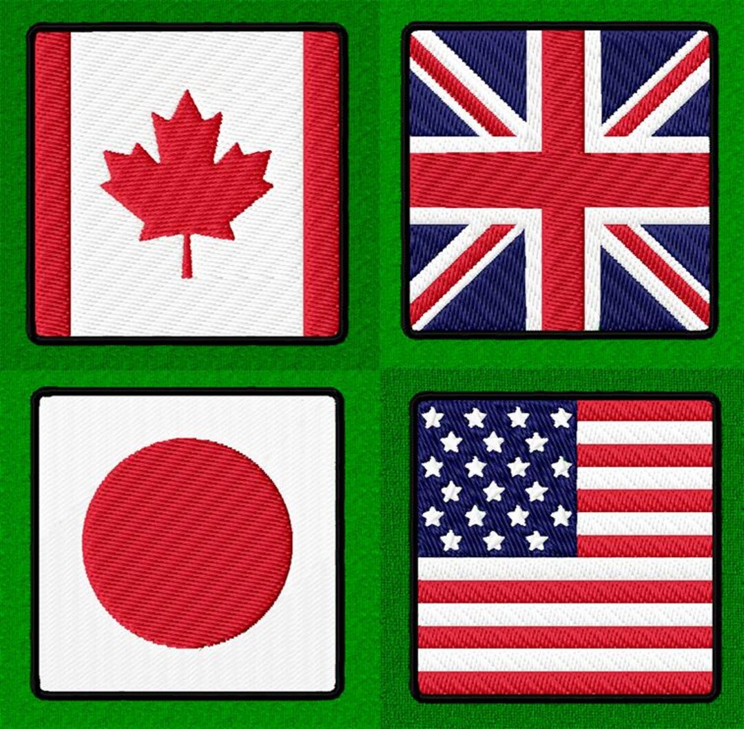 Mini Flags Set Machine Embroidery Design. Digital Download. 3 Sizes - Etsy