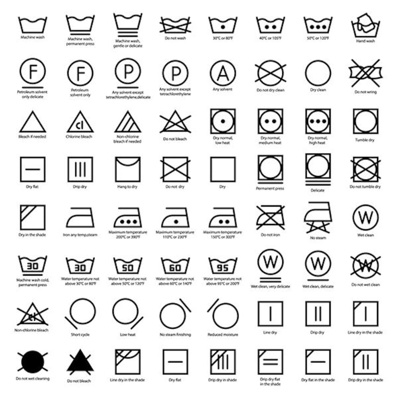 Laundry Symbols SVG, PNG. Cloth Care Symbols SVG. Washing Instruction ...
