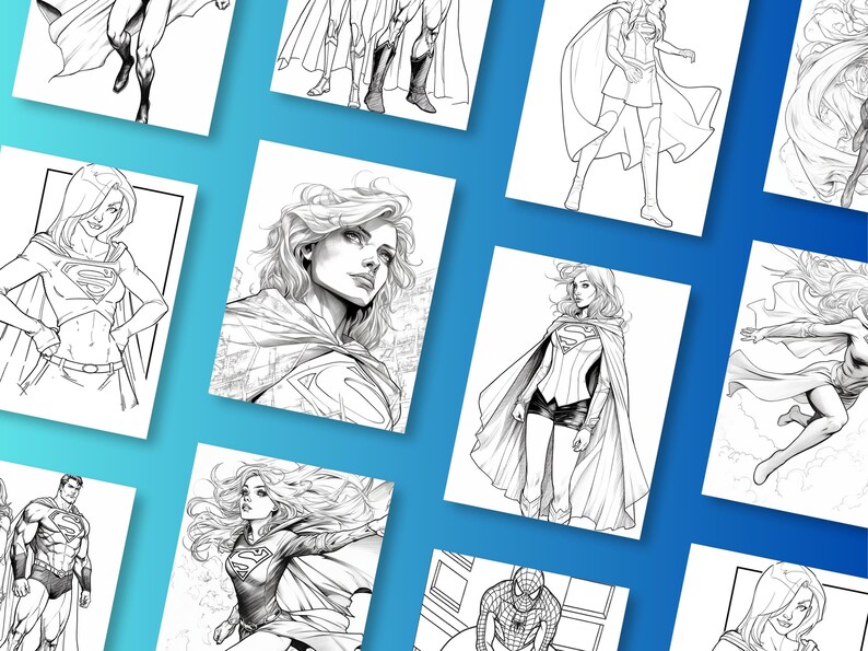Superhero Kids Coloring Book, 20 Power Girl Coloring Pages for Adults ...