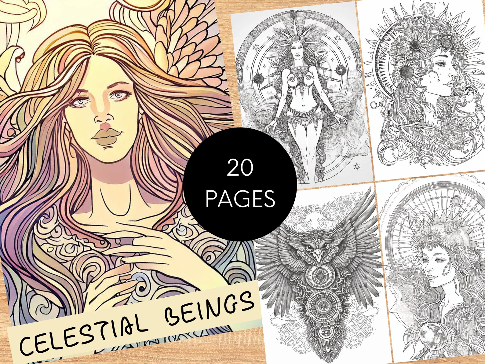 20 Celestial Coloring Pages for Adults. Celestial Adult Coloring Page ...