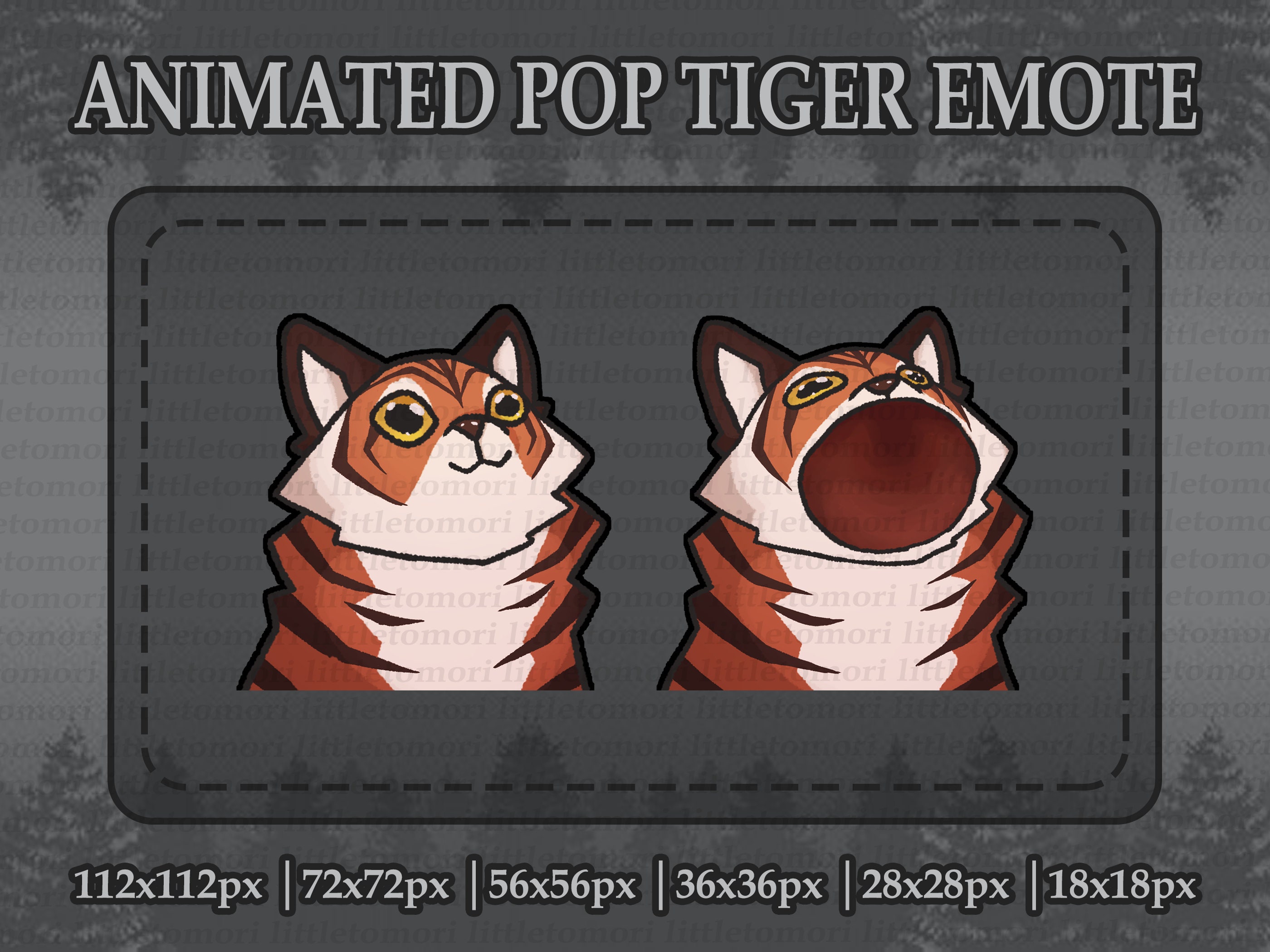 Animated Pop Tiger Emote Adorable Cute Chibi Kawaii Twitch and Discord ...