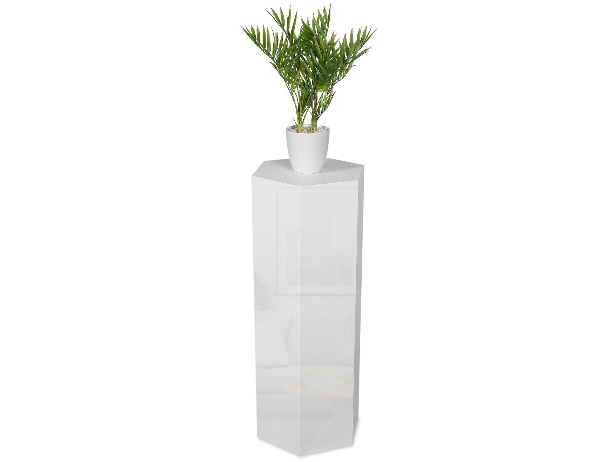 STEMA Seyfried Decorative Column White High Gloss Hexagons Flower Stand ...
