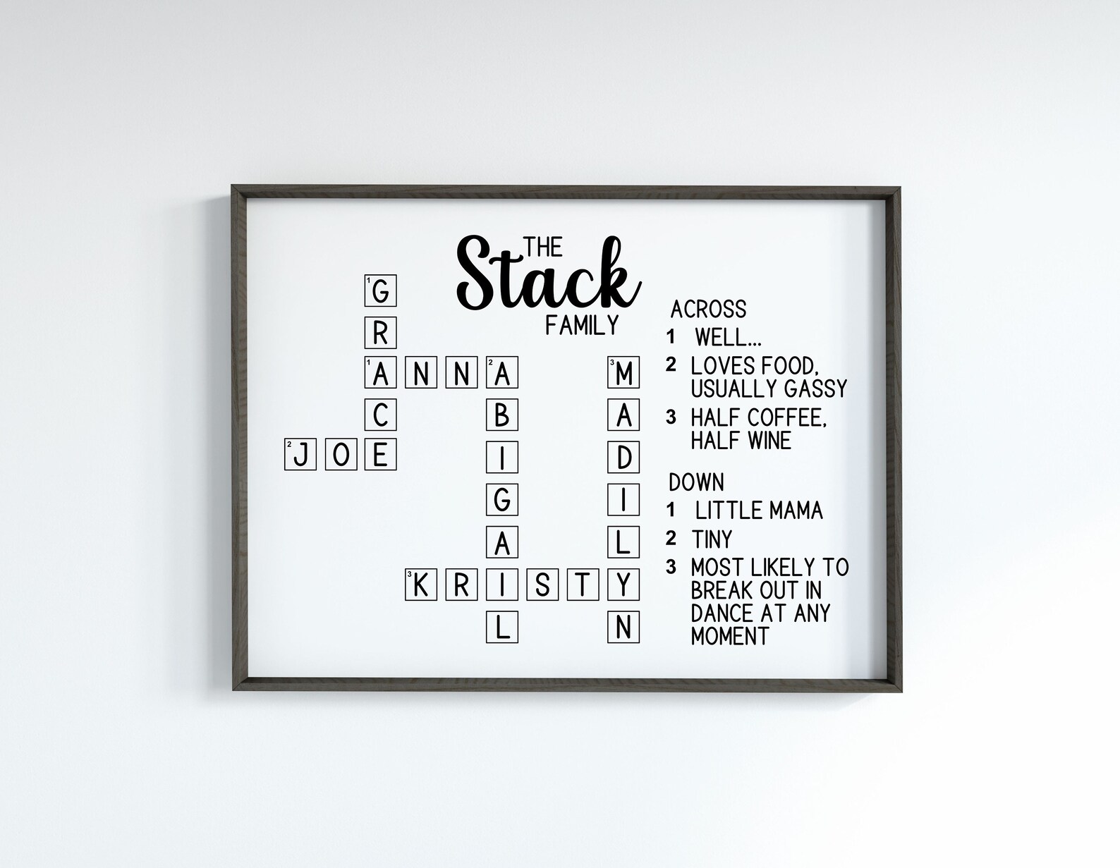 Personalized Family Crossword Puzzle, Custom Family Name Sign, Unique ...