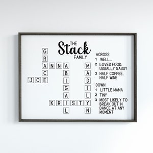 Personalized Family Crossword Puzzle, Custom Family Name Sign, Unique ...