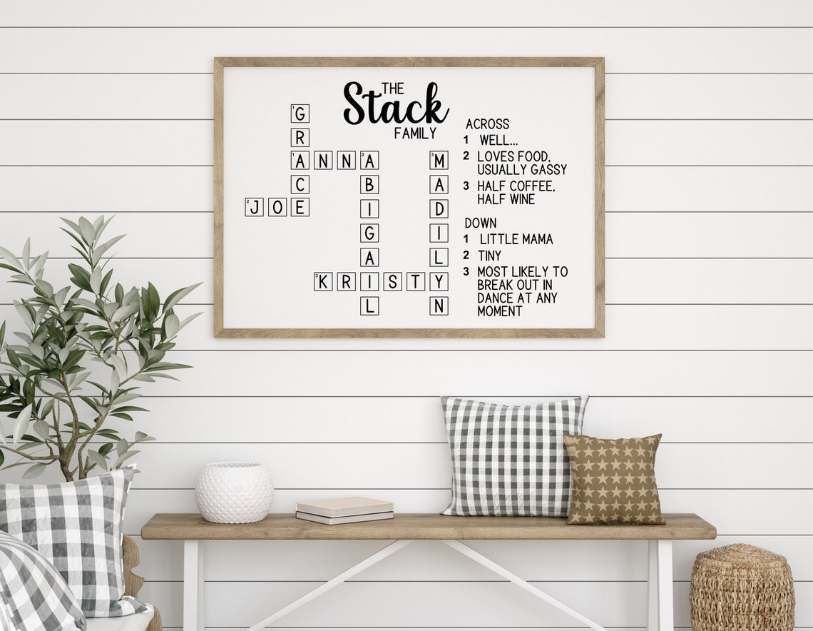 Personalized Family Crossword Puzzle, Custom Family Name Sign, Unique ...