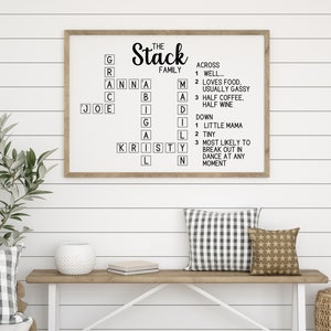 Personalized Family Crossword Puzzle, Custom Family Name Sign, Unique ...