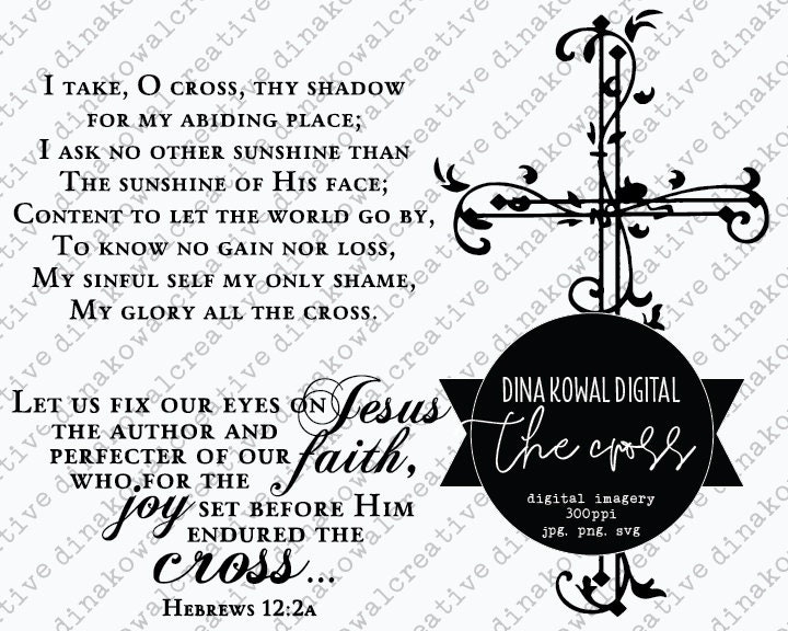 The Cross Digital Stamp Set - 300 Ppi - 8 Designs Including Sentiments ...