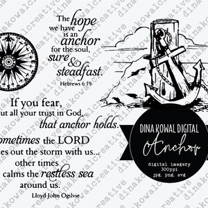 Anchor Digital Stamp Set - 300 Ppi - 6 Designs Including Sentiments - Etsy
