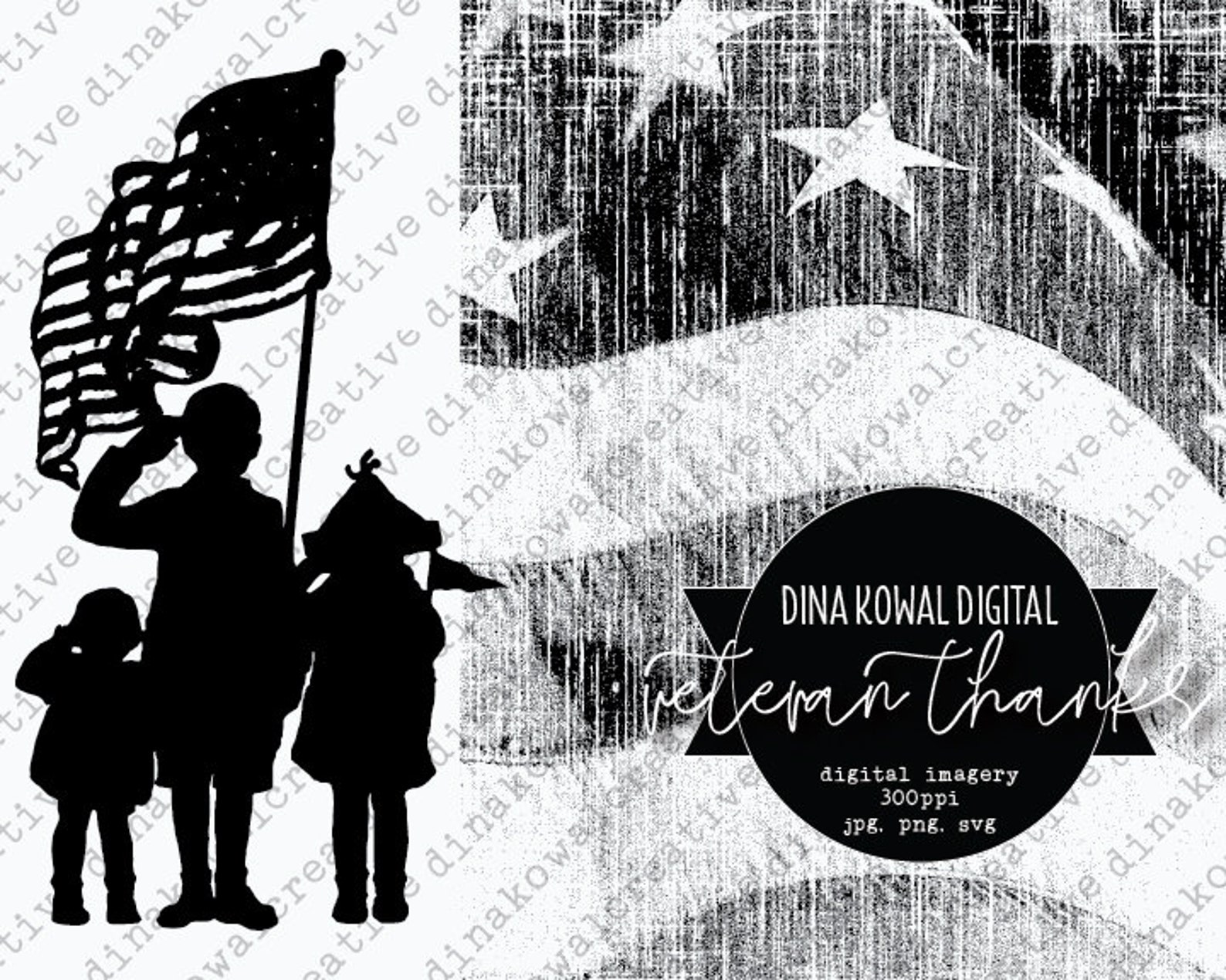 Veteran Thanks Digital Stamp Set - 300 Ppi - 7 Designs Including ...