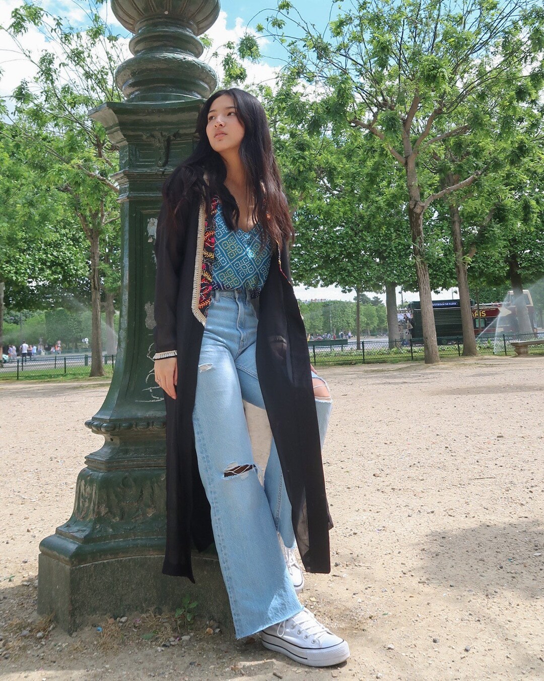 Sheer Bohemian Embroidered Long Duster With Side Slits | Handmade ...