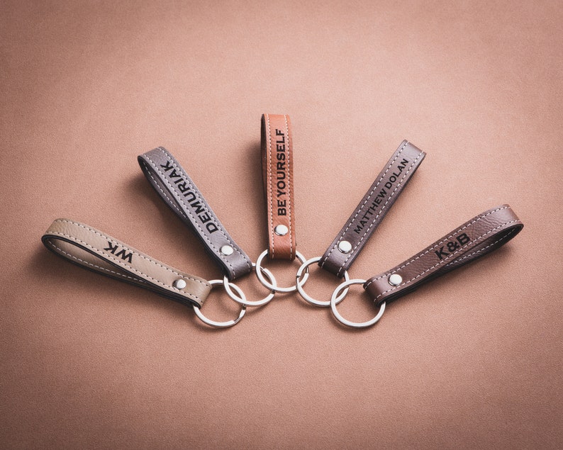 Personalized Leather Keychain for Men Custom Keychain Mens - Etsy