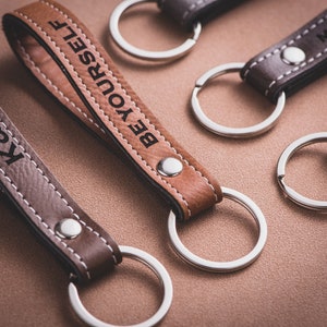 Personalized Leather Keychain for Men, Custom Keychain, Mens Gift ...