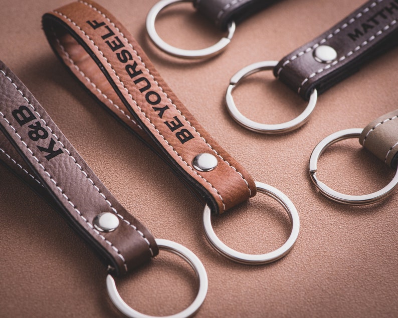 Personalized Leather Keychain for Men Custom Keychain Mens - Etsy
