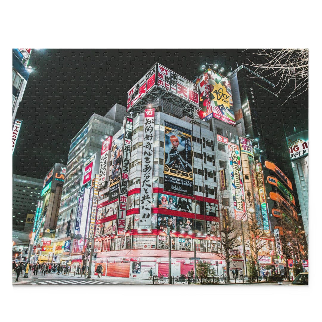 Tokyo Puzzle - Shibuya Crossing at Night, Neon Lights Cityscape Jigsaw ...