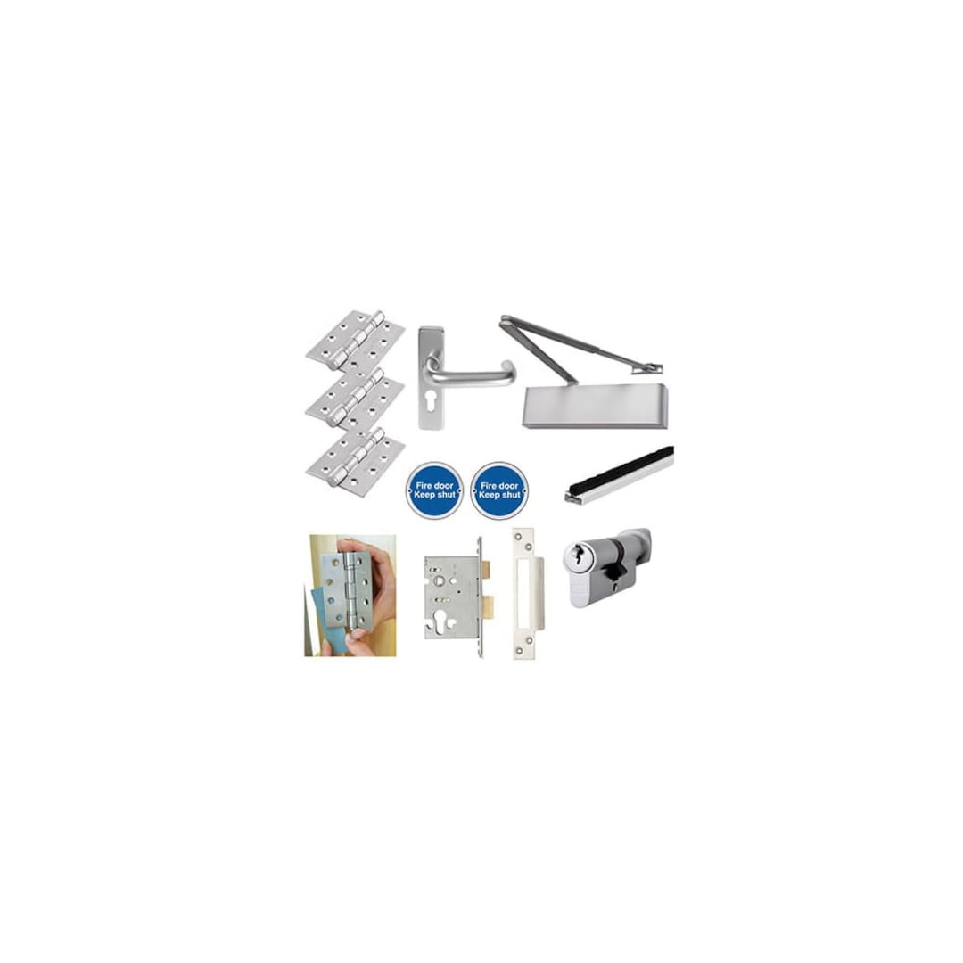 Heavy Duty Lever on Backplate Fire Door Kit Power Size 2-5 Push/pull ...