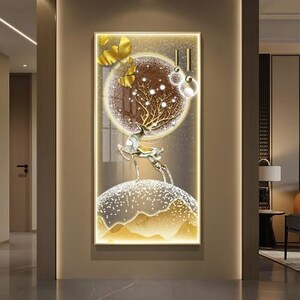 Large LED Painting Framed Glass Wall Decor Luxury Wall Art Deer Picture ...