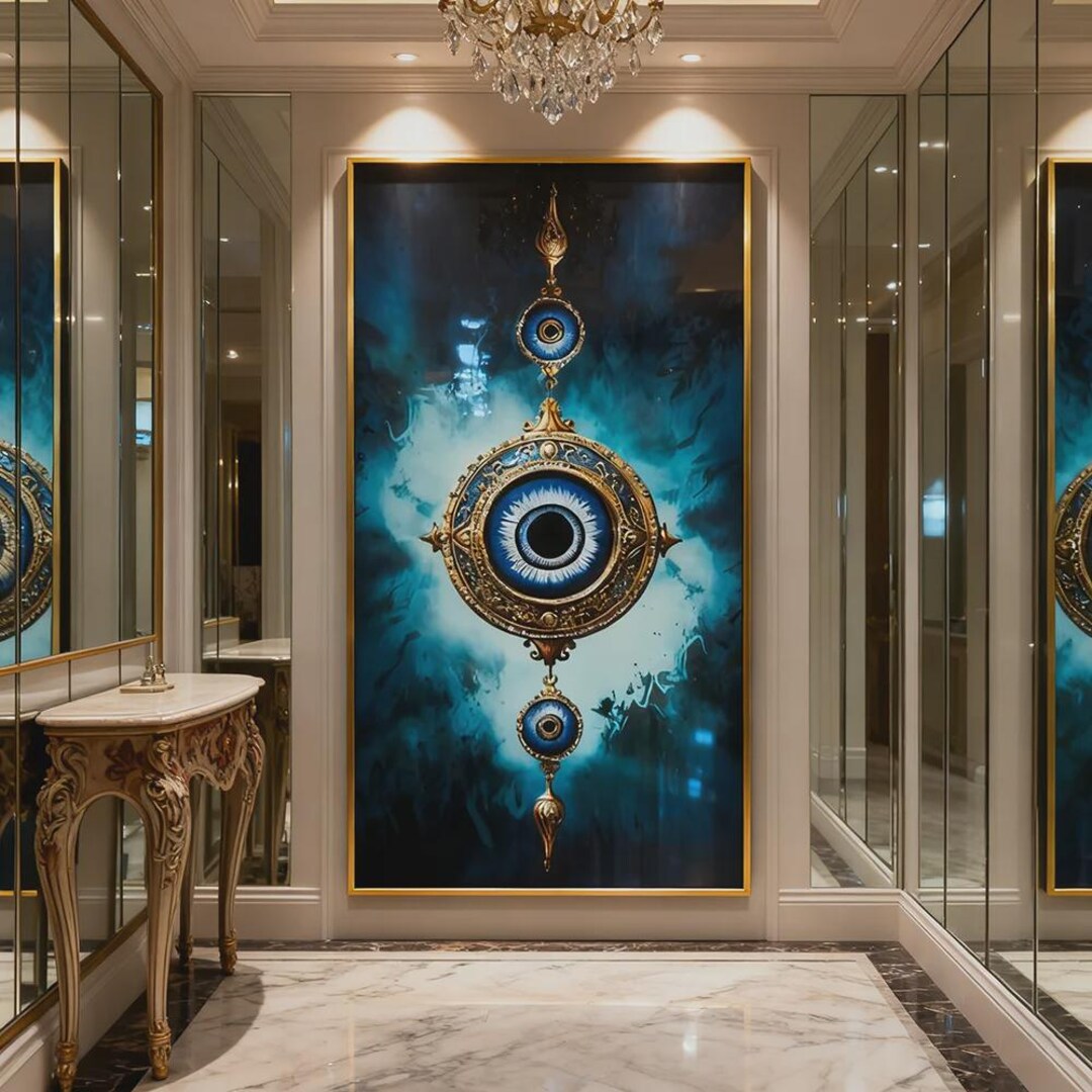 Evil Eye Wall Art – Blue Eye Protection Decor, Modern Spiritual Wall ...