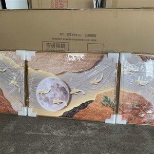 Large Abstract Set of 3 Koi Fish Painting Luxury Art Marble Stones ...