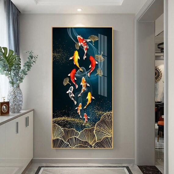Extra Large Tempered Glass Wall Art Colorful Fish Framed Wall - Etsy