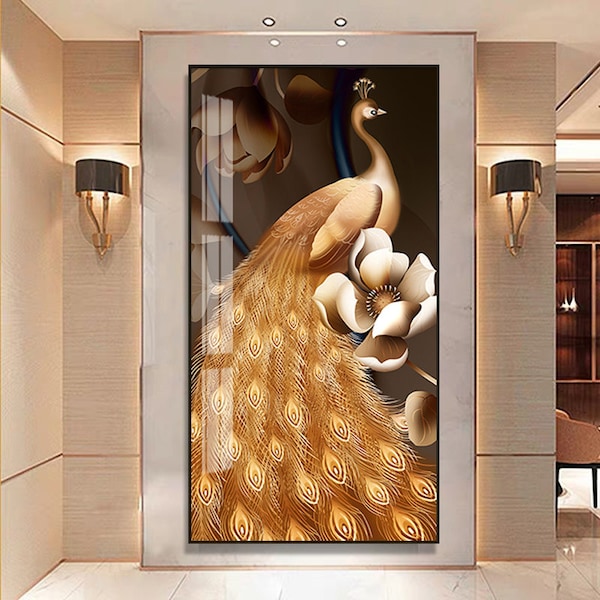 Gold Peacock Wall Art Etsy