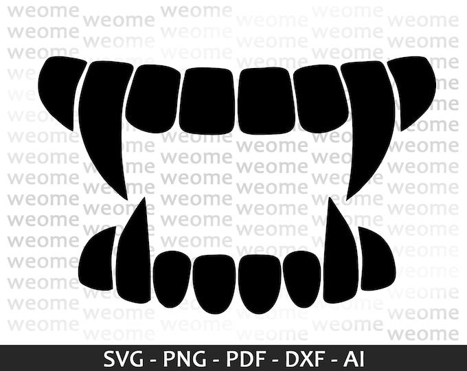 Sharp Scary Teeth Svg File || Teeth Clipart || Scary Skull Teeth Svg ...