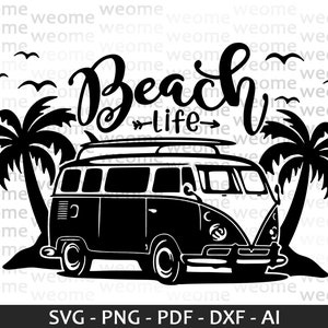 Beach Camper Vagon Svg Download File for Cricut, Laser Cut and Print ...