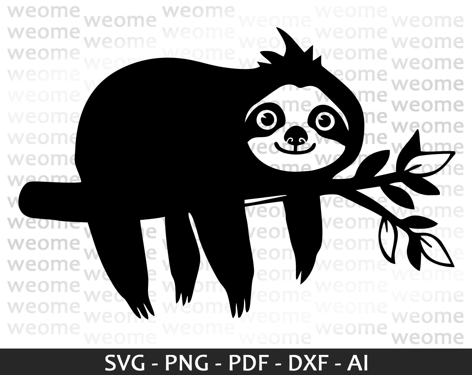 Happy Sloth Svg Download File for Cricut, Laser Cut and Print ...