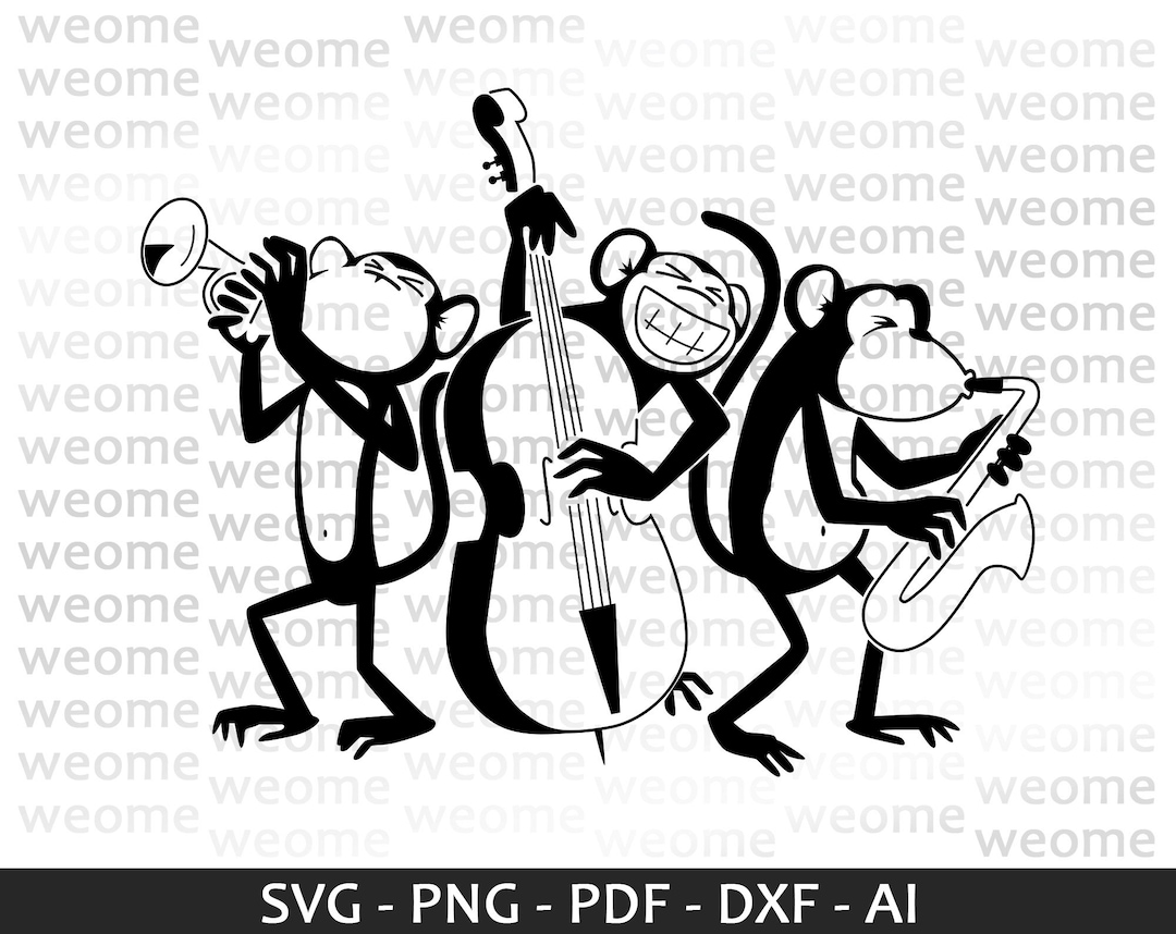 Monkey Music Band Svg Download File for Cricut, Laser Cut and Print ...