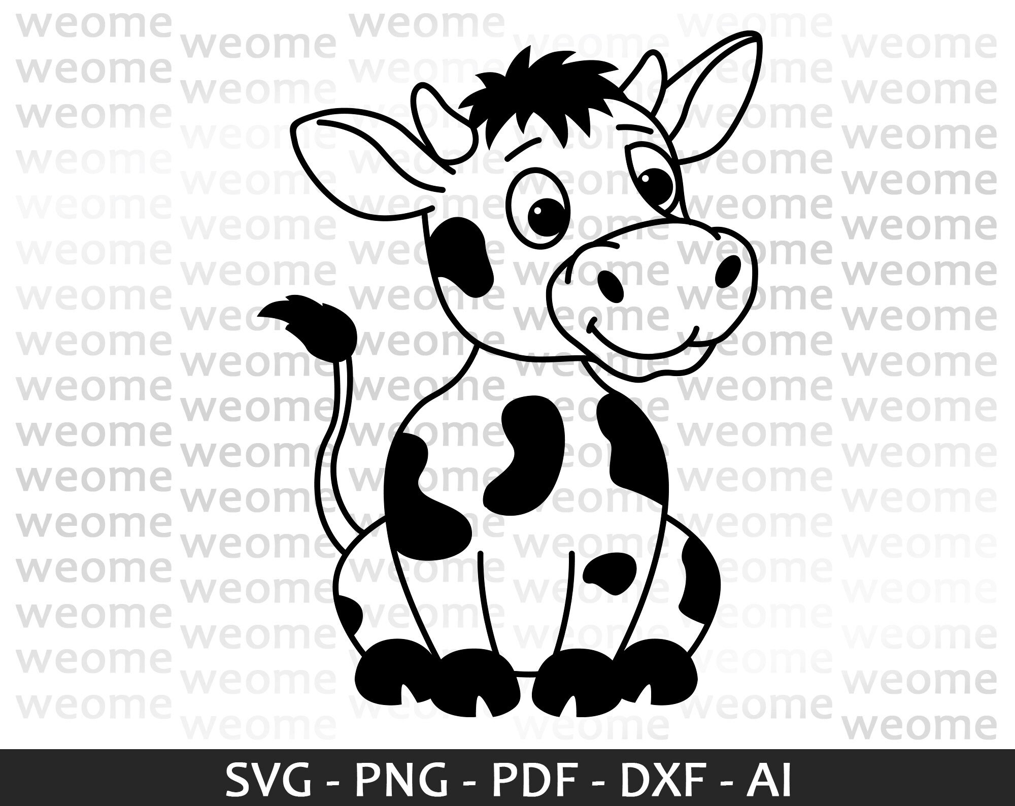 Cute Calf Svg Download File for Cricut, Laser Cut and Print, Commercial ...